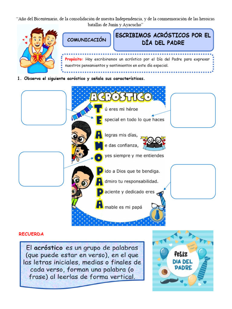 FICHA-VIERN-COMUN-ESCRIBIMOS ACRÓSTICOS POR EL DÍA DEL PADRE | PDF