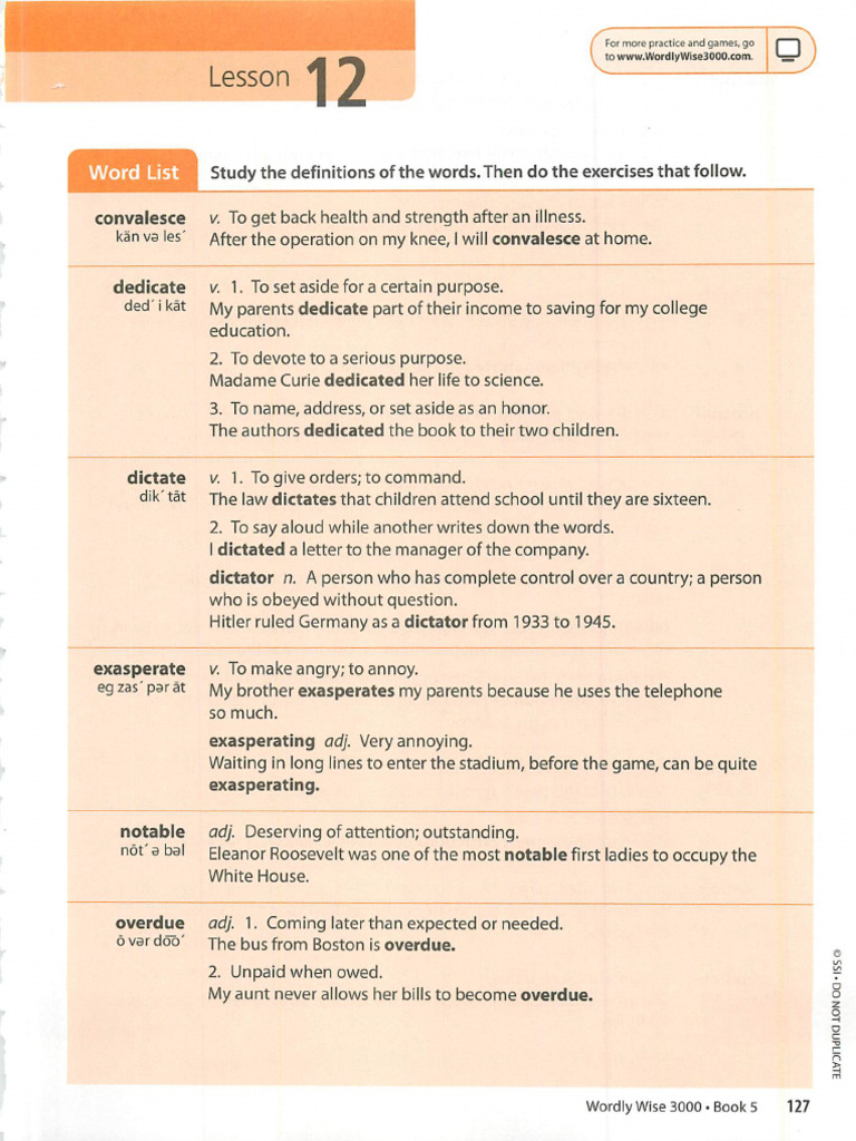 Worldly Wise Lesson 12 | PDF