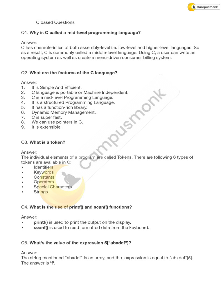 Campus Monk C | PDF | Pointer (Computer Programming) | Variable (Computer Science)