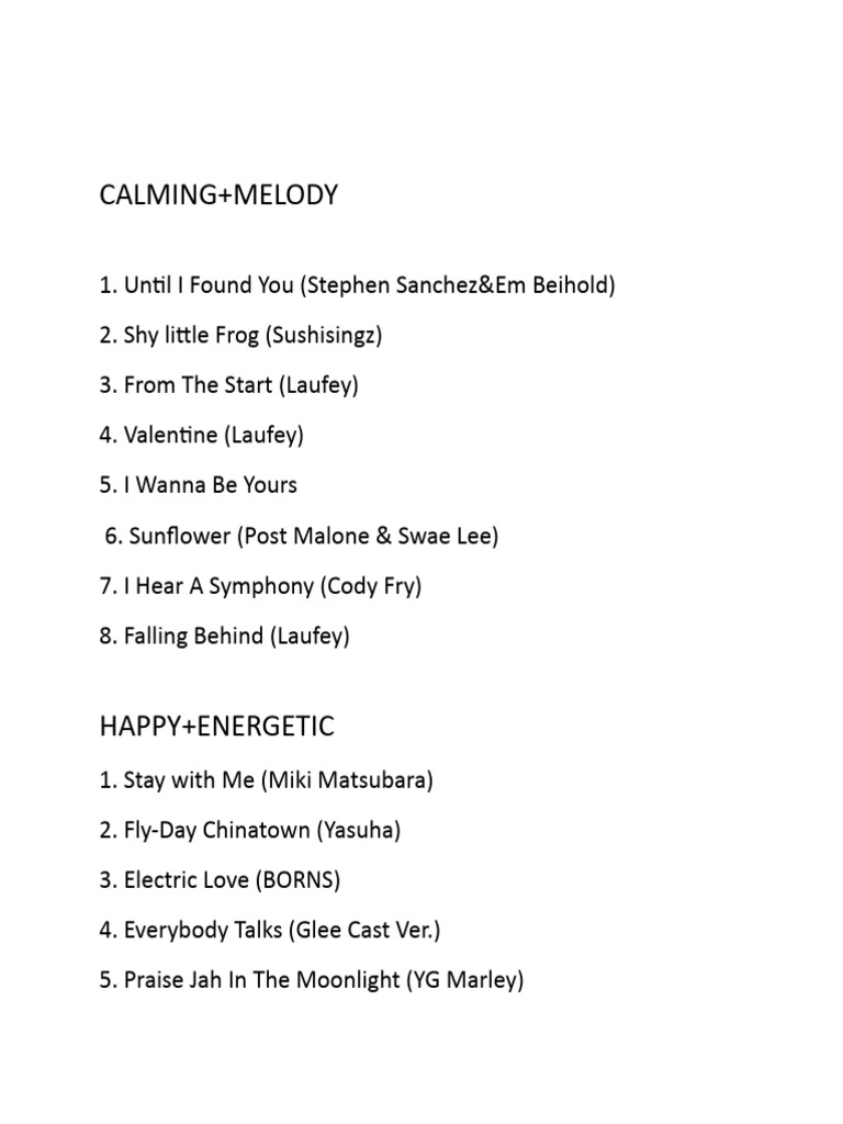 Music Playlist An Stufffff Pdf