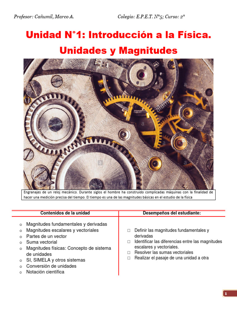 Unidad N°1. Unidades y Magnitudes | PDF | Vector Euclidiano | Sistema Internacional de Unidades