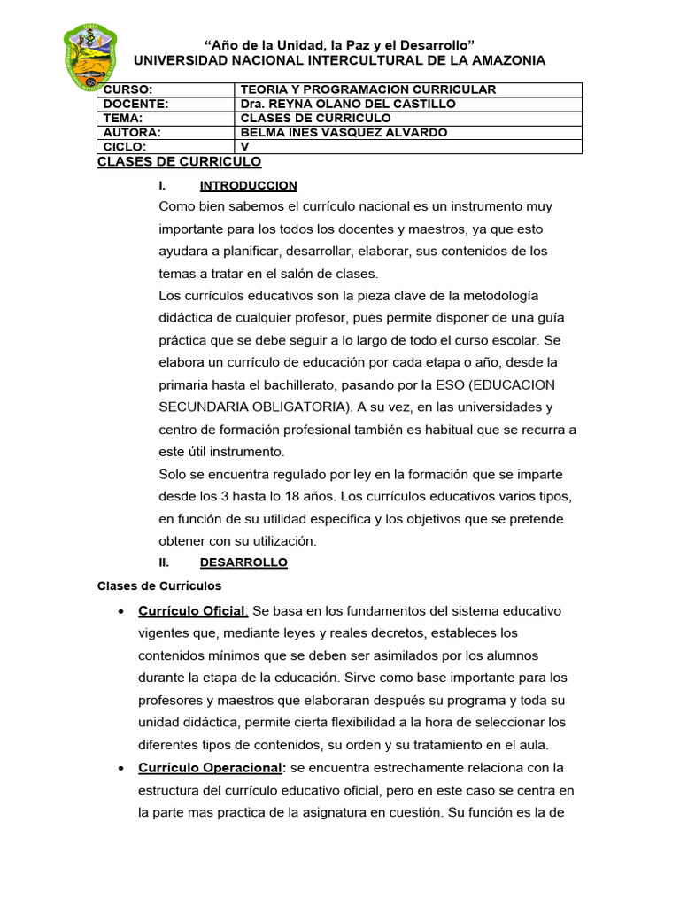 Clases de Curriculo | PDF | Plan de estudios | Evaluación