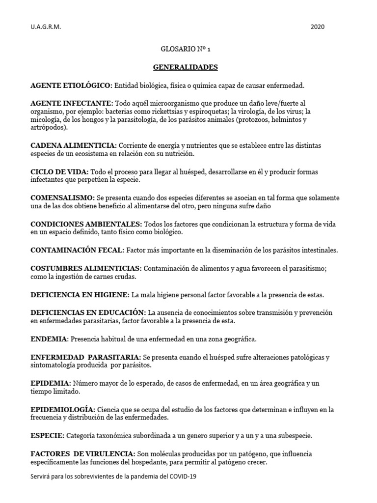 Glosarios de Parasitologia | PDF | Sistema inmune | Edema