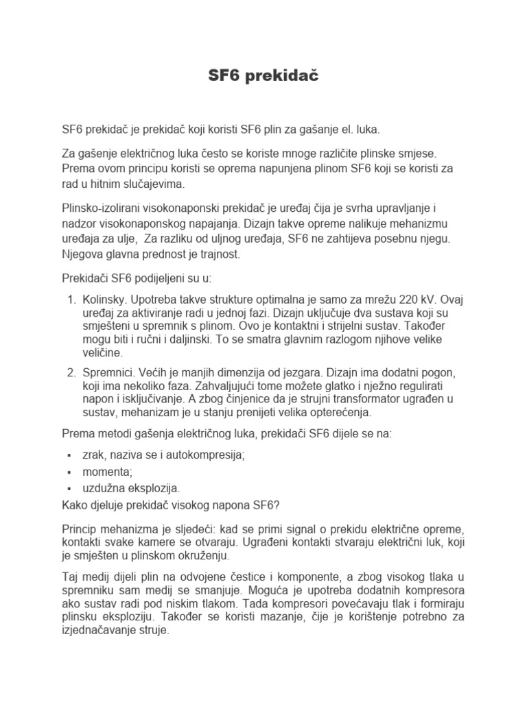 SF6 Prekidač | PDF