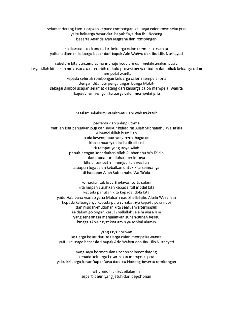 Naskah MC Wedding Neng | PDF