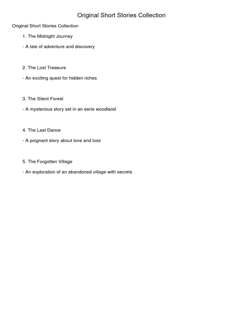 Original Short Stories Collection | PDF