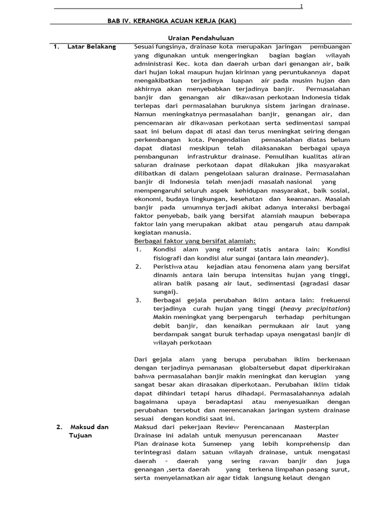 Kak Master Plan Drainase | PDF