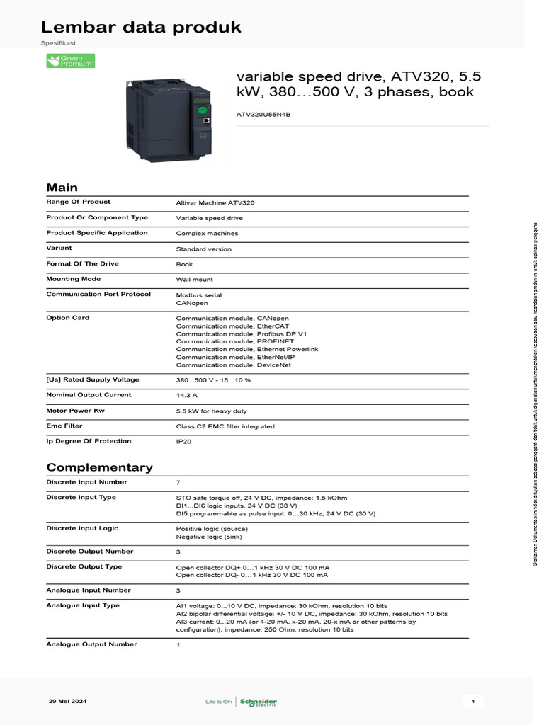 Schneider Electric Altivar Machine ATV320 ATV320U55N4B 1 | PDF | Relay ...