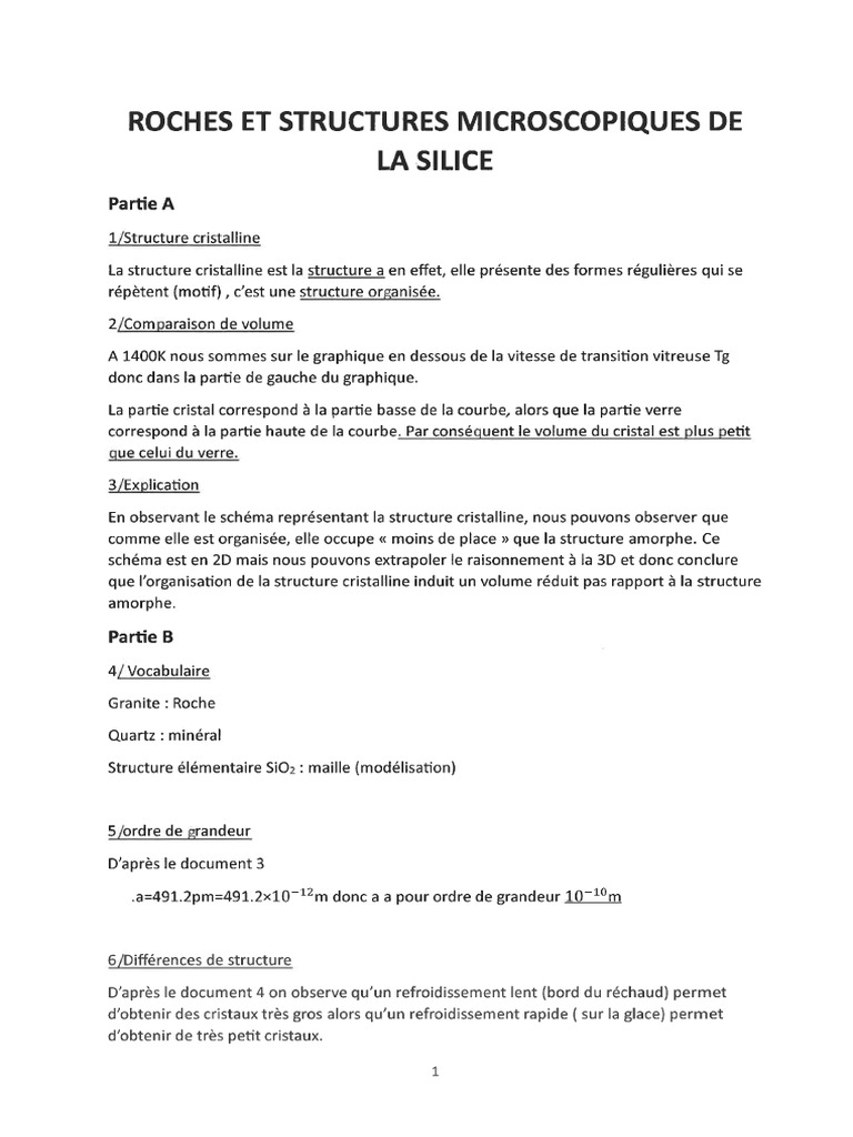 Correction Roches Et Structures Microscopiques de La Silice | PDF