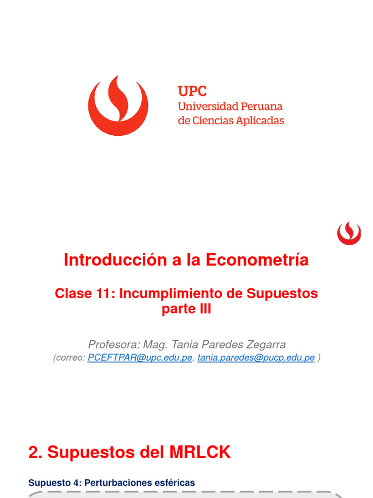 Clase 11 - Incumplimiento de Supuestos III | PDF | Autocorrelación | Mínimos cuadrados ordinarios