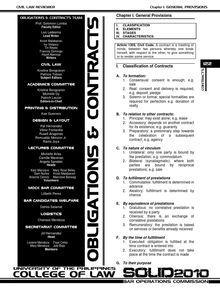 Oblicon Contracts UP Reviewer | PDF | Offer And Acceptance | Annulment