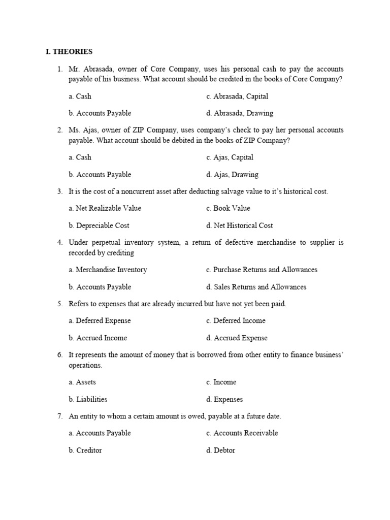 Accounting 1 2 REVIEWER FOR QUALIFYING EXAM | PDF | Debits And Credits | Historical Cost