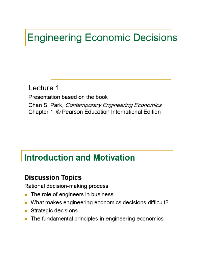 Engineering Economic Decisions Lecture 1 | PDF | Interest | Annual Percentage Rate