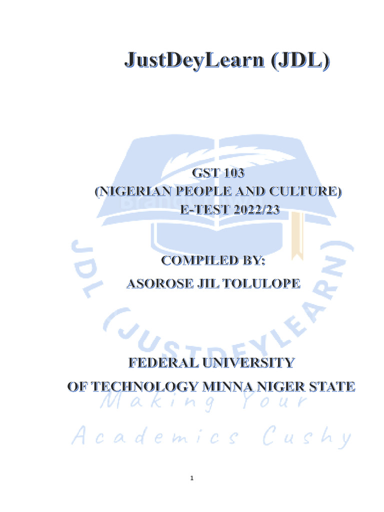 JDL GST 103 E-Test Questions | PDF | Nigeria | Africa