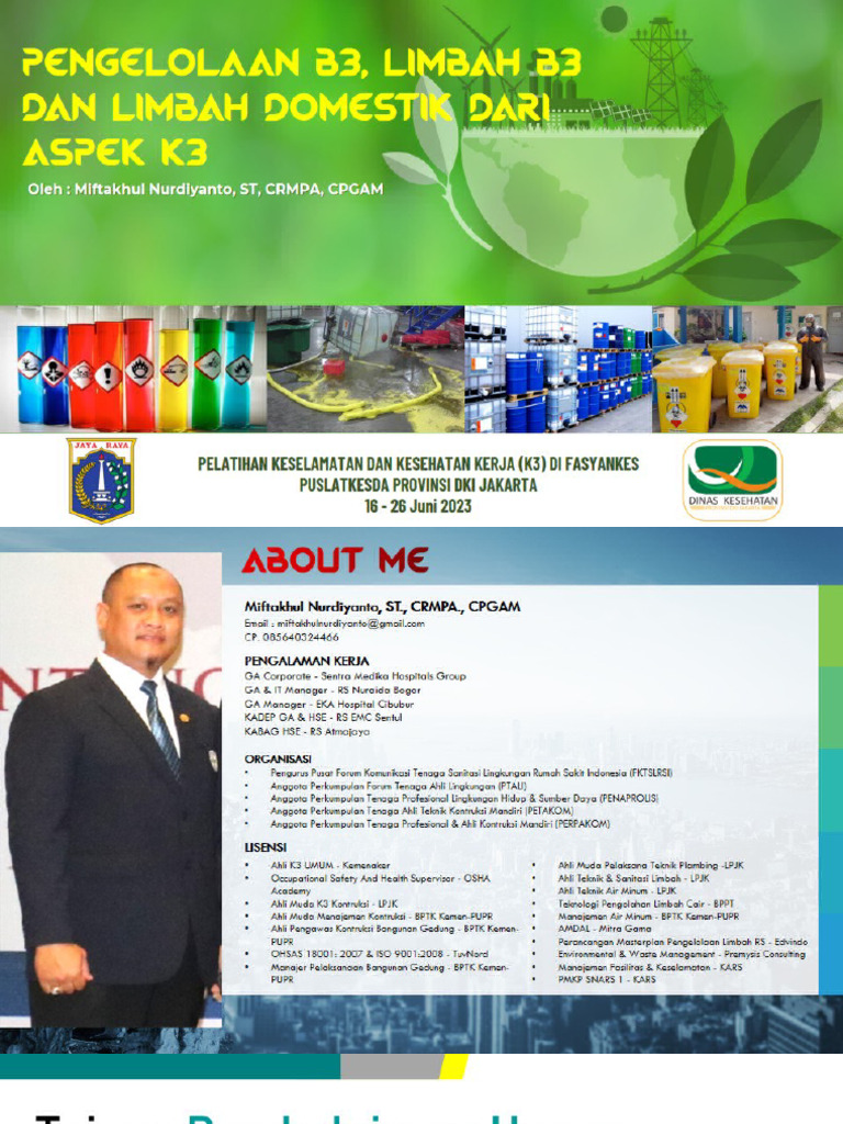 Materi Pengelolaan B3 LB3 & LDomestik Aspek K3 RS - Miftakhul 2023 | PDF