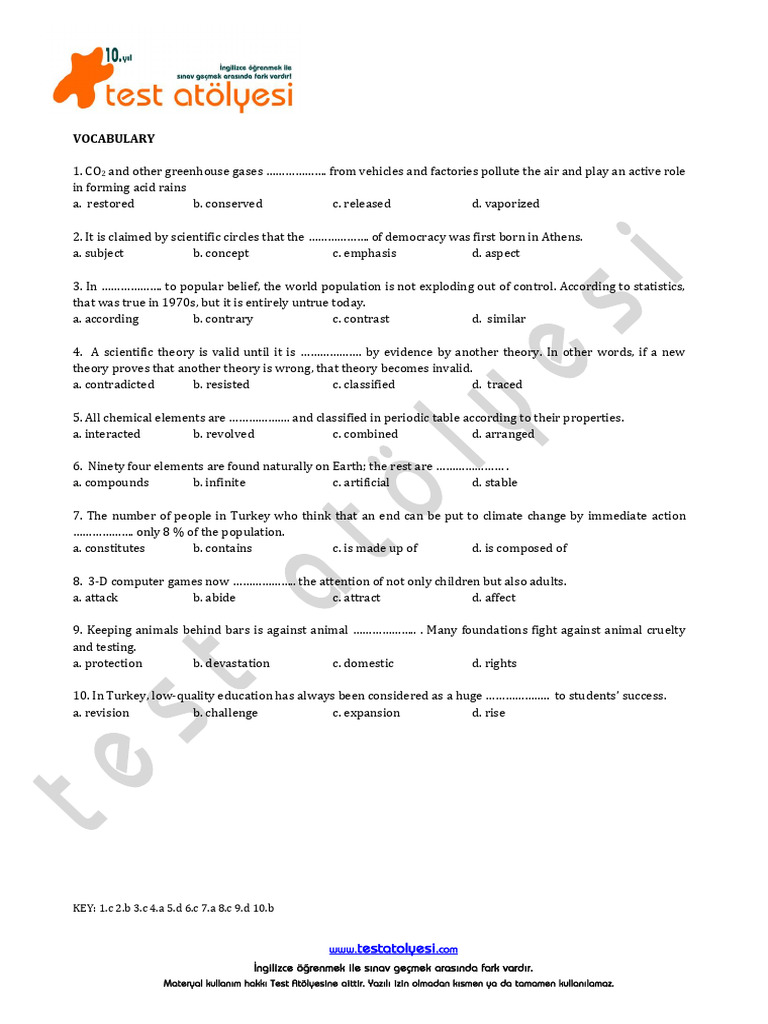 Vocabulary Exercise 4 | PDF | Science & Mathematics