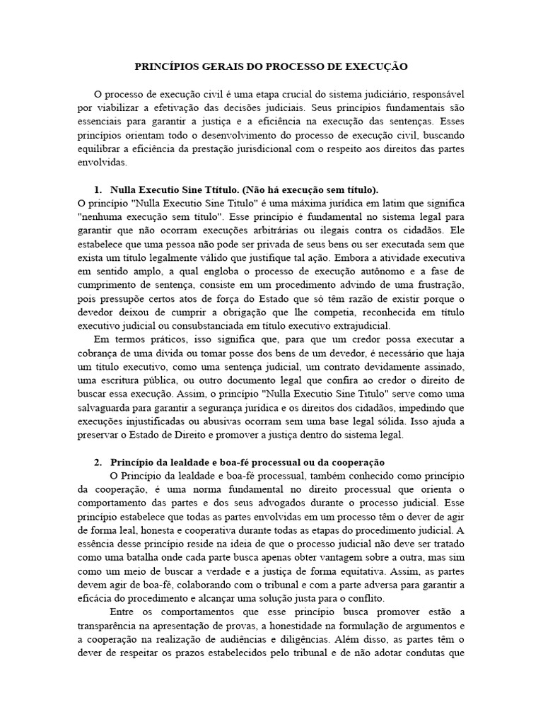Princípios do Processo de Execução Civil | PDF | Justiça | Crime e ...