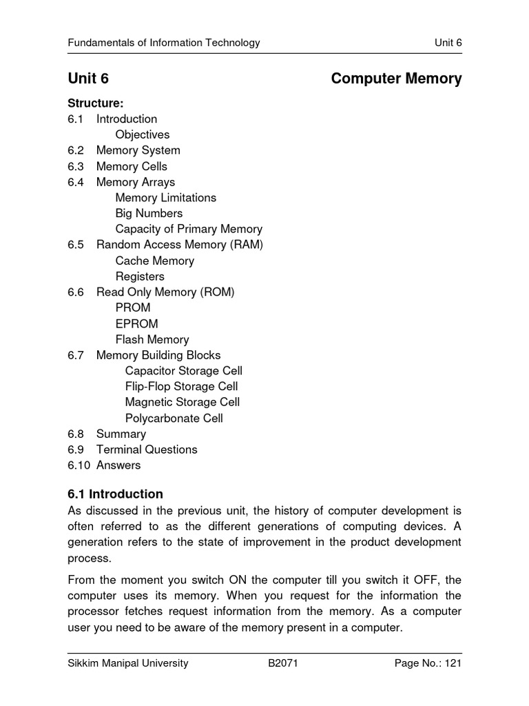 Slm Unit 06 Pdf Random Access Memory Computer Data Storage 