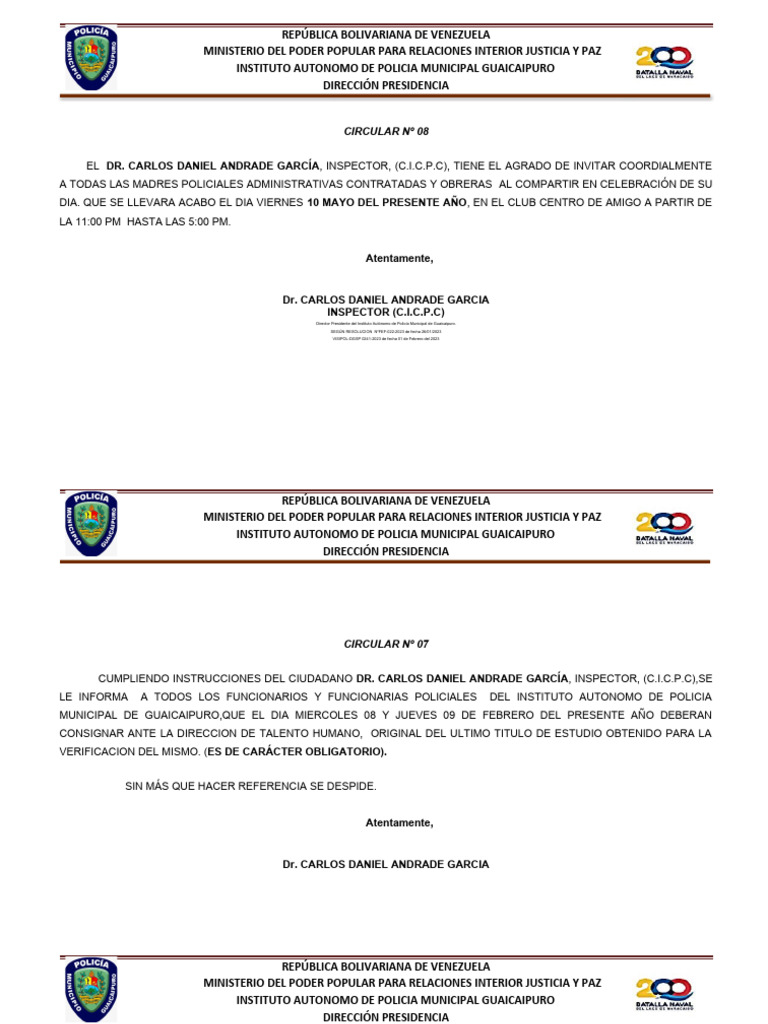 Circular 2022 | PDF | Policía | Venezuela