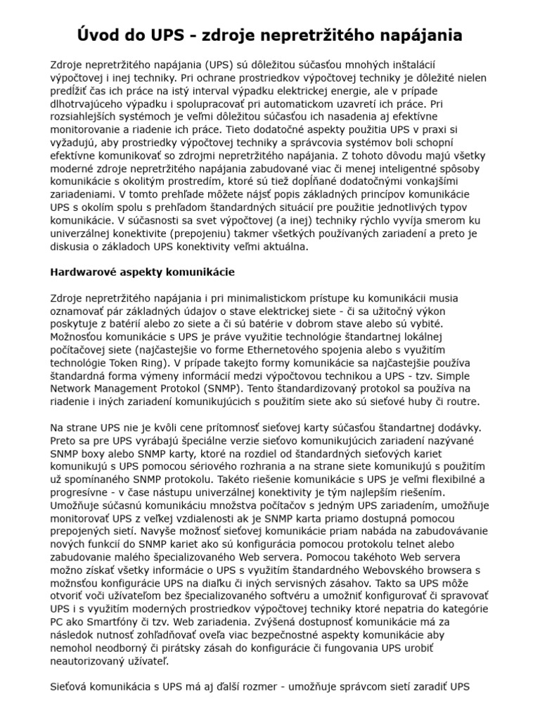 Uvod Do Ups Zdroje N 37311 | PDF