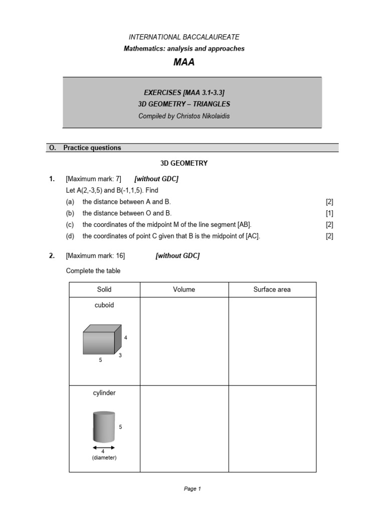 [MAA 3.1-3.3] 3D GEOMETRY - TRIANGLES_eco | Download Free PDF ...
