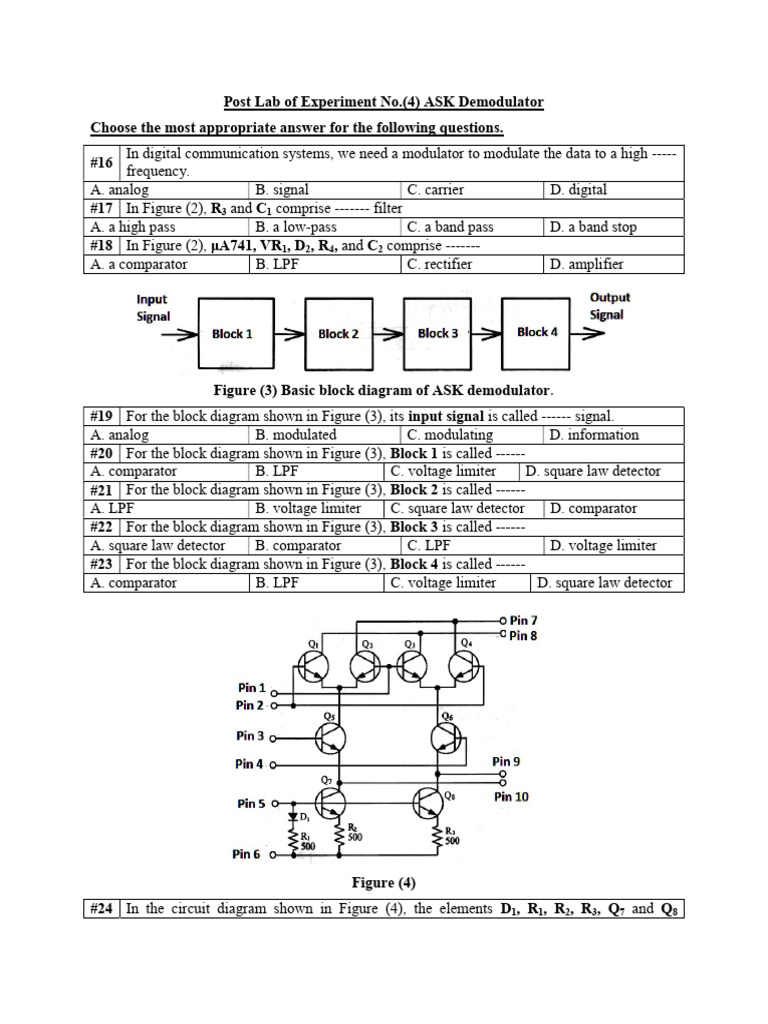 04-Experiment No. (4) ASK Demodulator-MQS-Post Lab | PDF | Detector ...