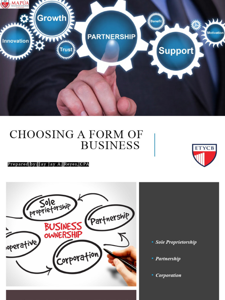 Choosing A Form of Business Ownership - Partnership | PDF | Partnership ...