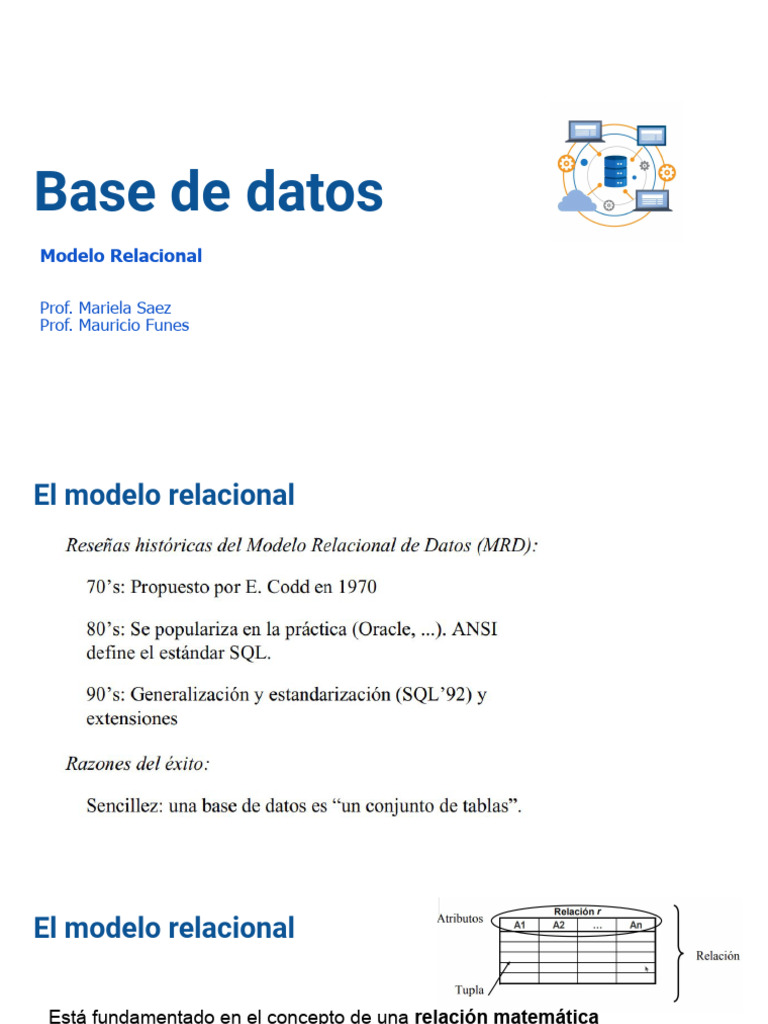 Modelo Relacional: Conceptos y Operaciones | PDF | Base de datos ...