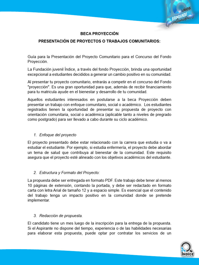Items Proyecto Proyeccion | Descargar gratis PDF | Evaluación