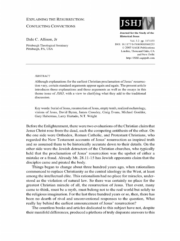 Allison - Resurrection of Jesus | PDF | Resurrection Of Jesus | Gospel ...