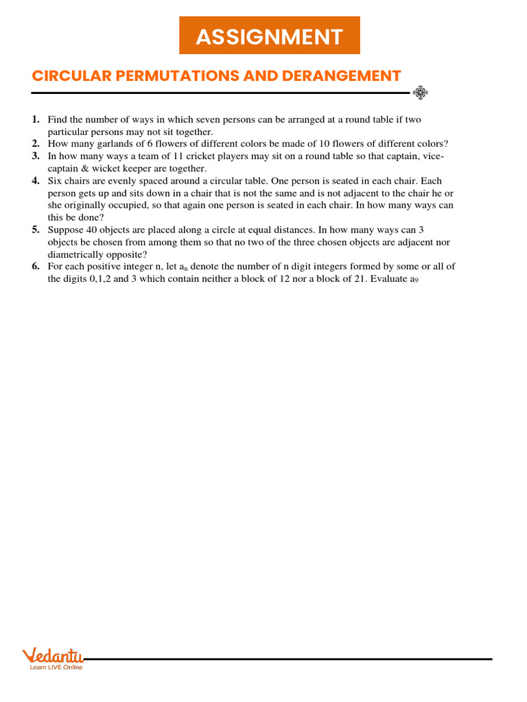 Circular Permutations & Derangements | PDF | Permutation | Group Theory