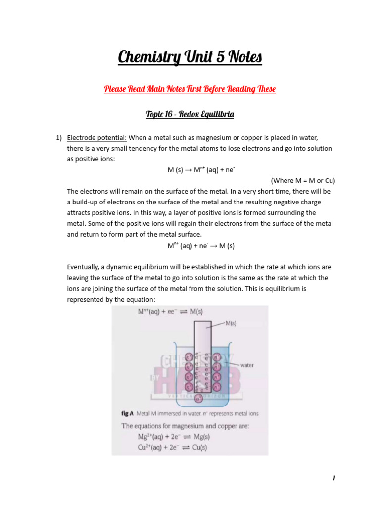 Chemistry Unit 5 Notes | PDF | Amine | Coordination Complex
