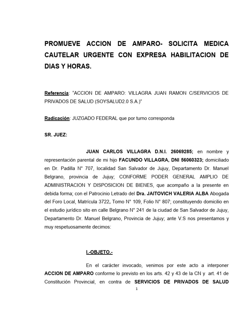 AMPARO Salud | Descargar gratis PDF | Constitución | Justicia