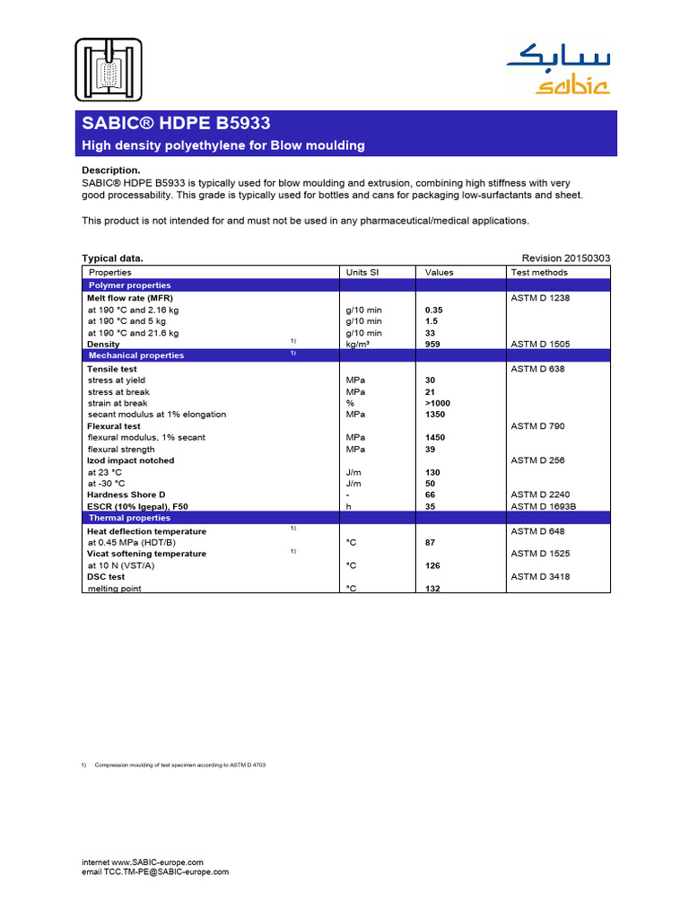 351 - Pe HD Sabic b5933 | Download Free PDF | Recycling | Packaging And ...
