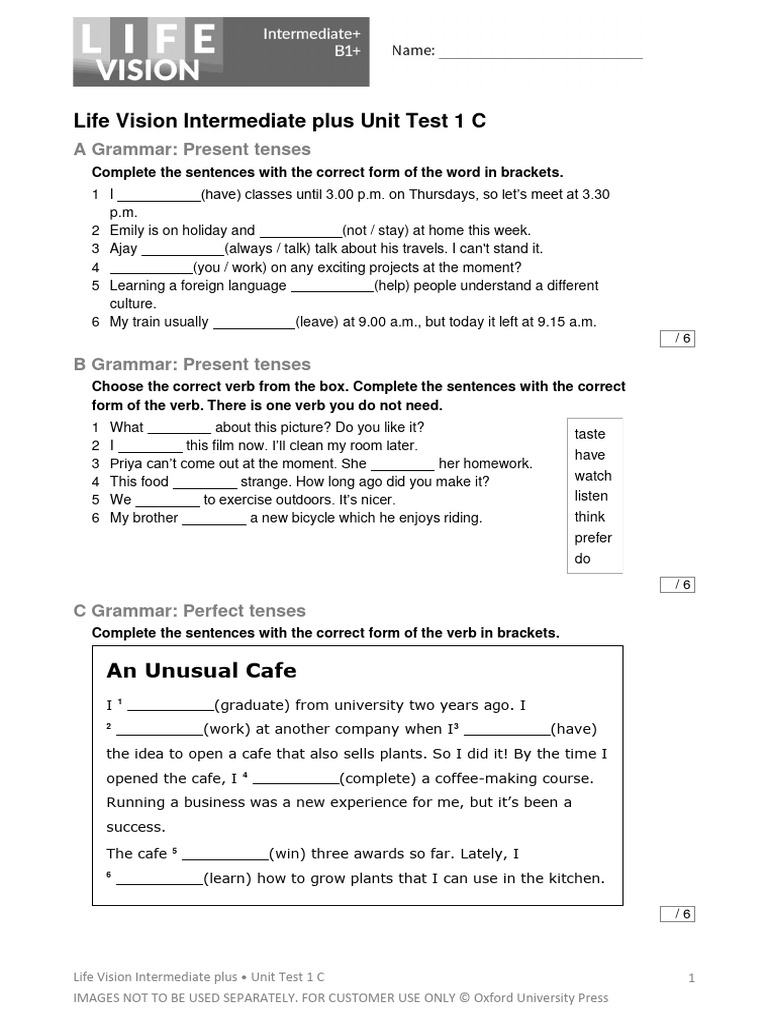 Lif Visi Intp Unit 1c Dys-300dpi | PDF | Vocabulary