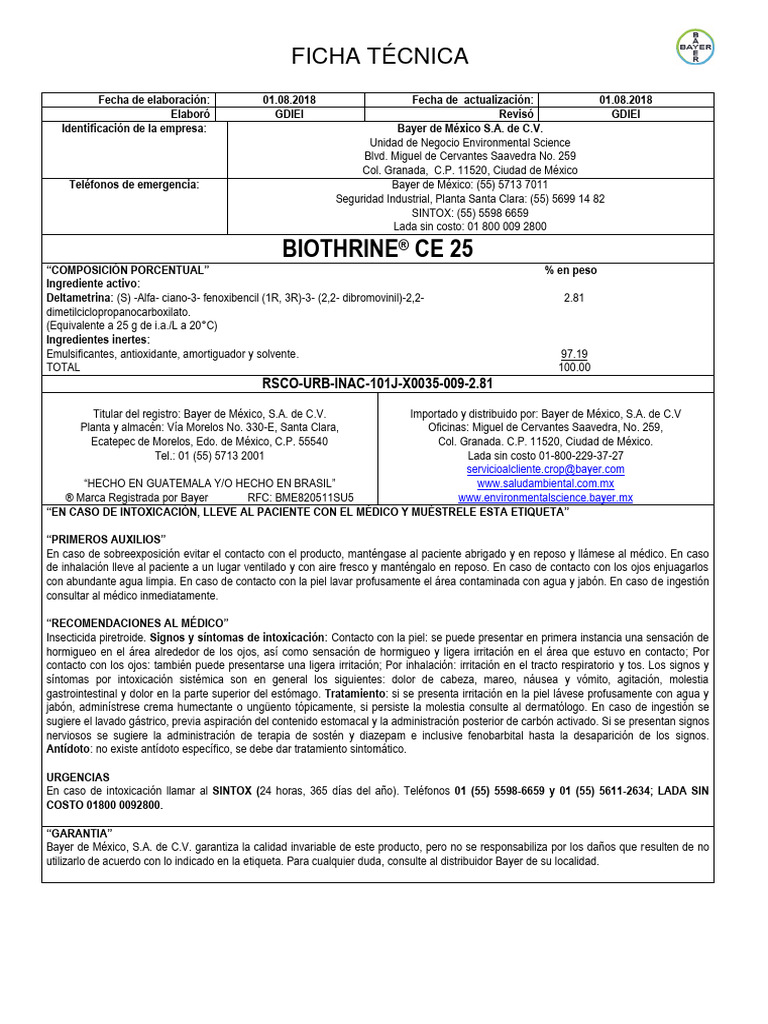 Biothrine Ce 25 | PDF | Agua