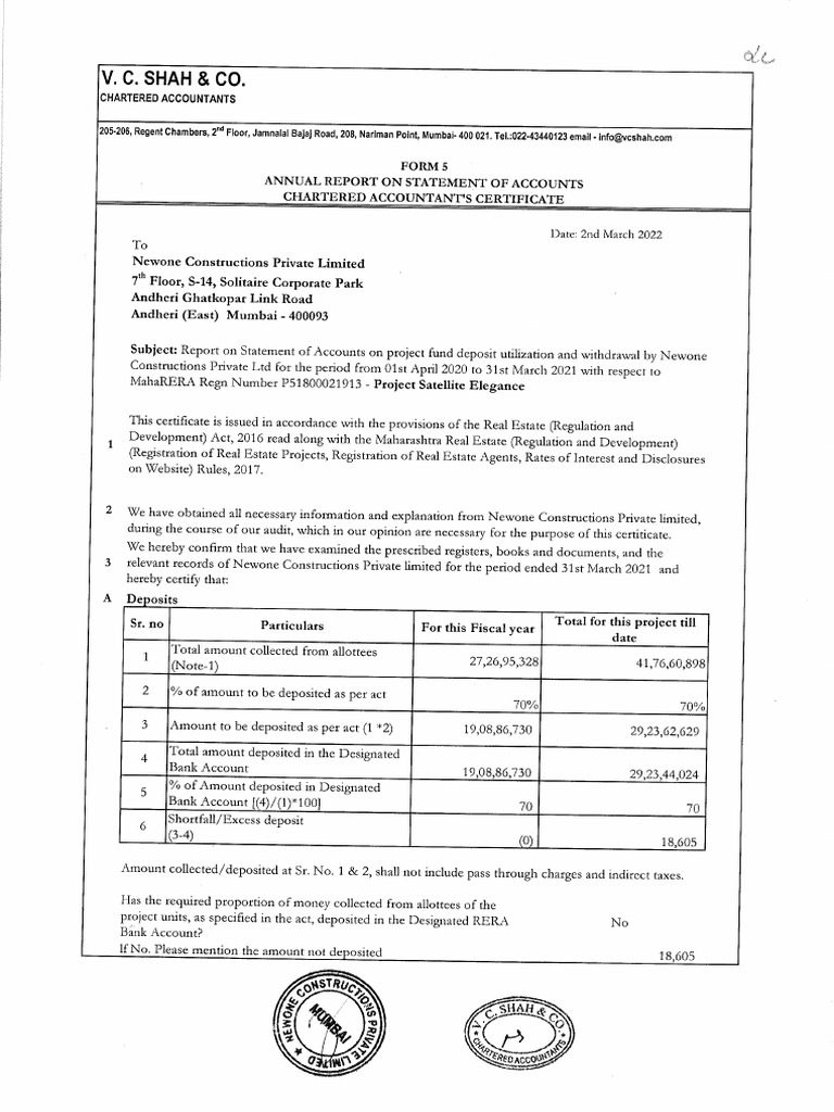 1 Annual Audit Report of Statutory CA (Form 5) (FY 2020-21) | PDF