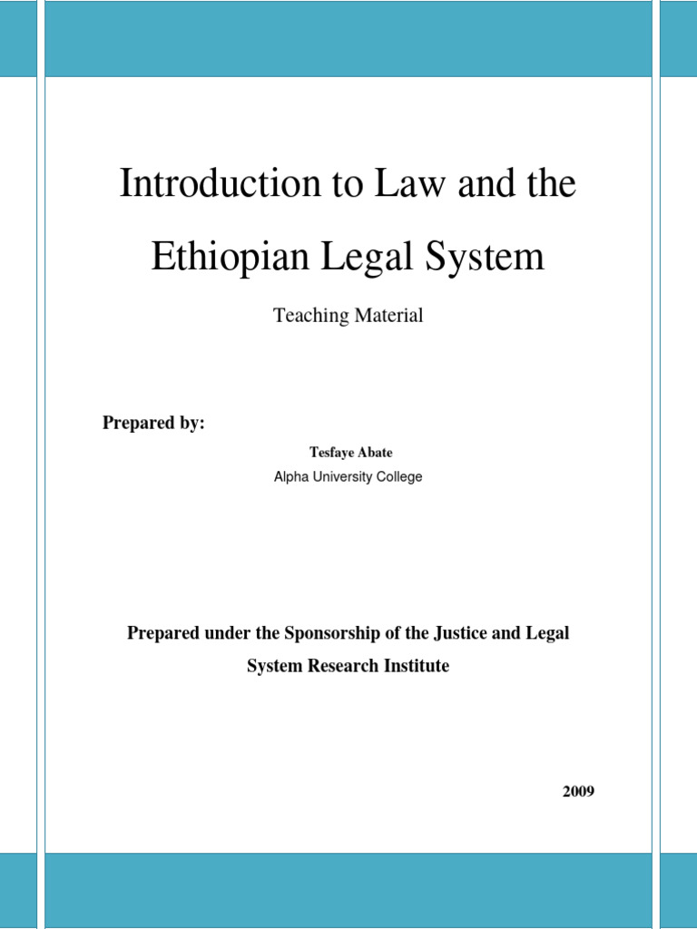 Introduction to Ethiopian Legal System | PDF | Natural Law | Jurisprudence