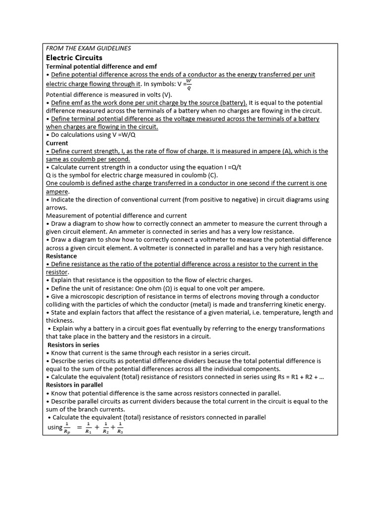 Electric Circuits Exam Guide | PDF | Voltage | Series And Parallel Circuits