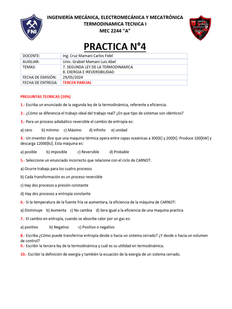 Practica 4 Mec 2244 | PDF | Termodinámica | Calor