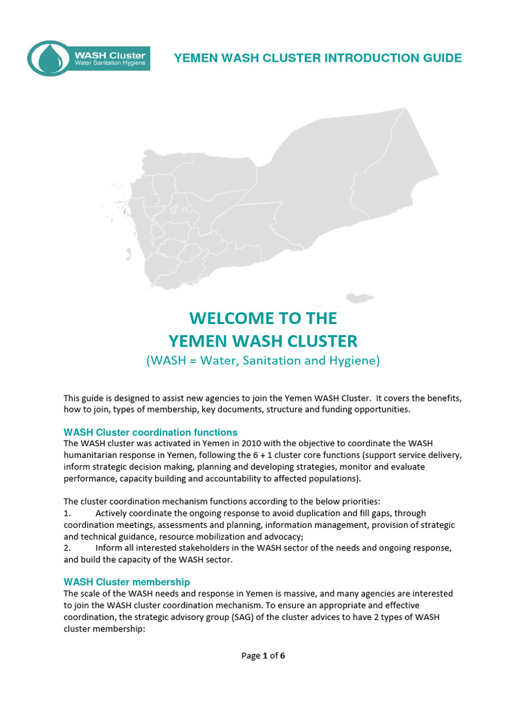 Yemen WASH Cluster Membership Guide | PDF | Wash | Non Governmental ...