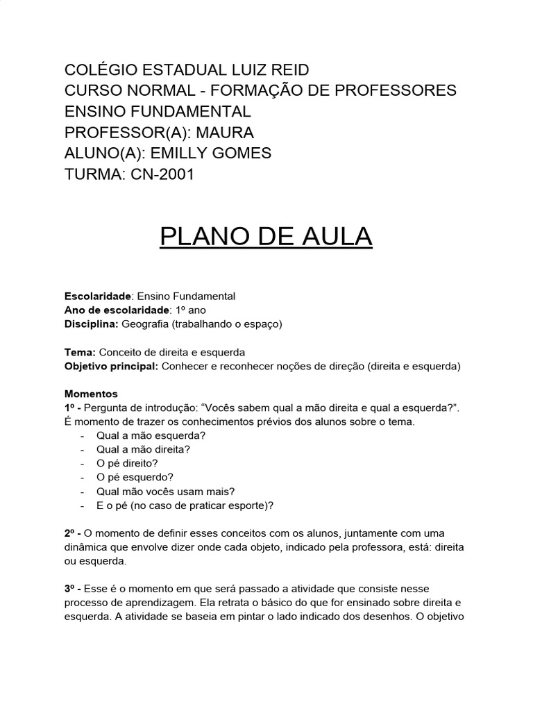 Plano de Aula - Ens. Fundamental | PDF | Política de esquerda | Direita (ideologia política)