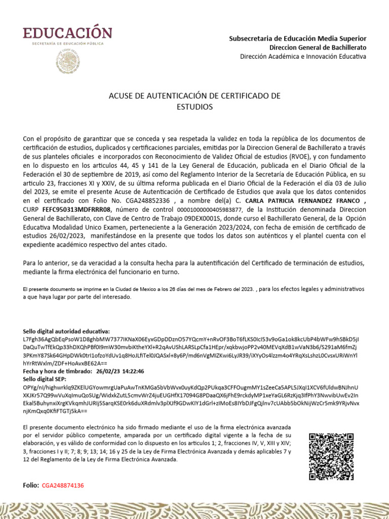 Acuse de Autenticacion Carla | PDF | Gobierno