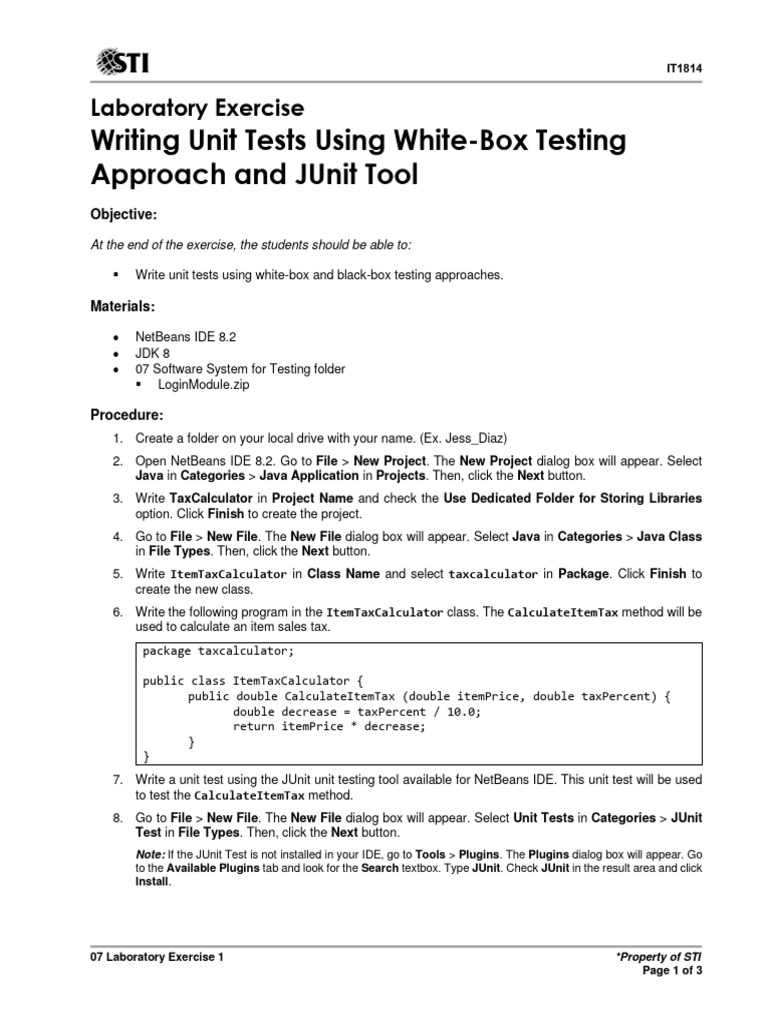07 Laboratory Exercise 1 | Download Free PDF | Unit Testing ...