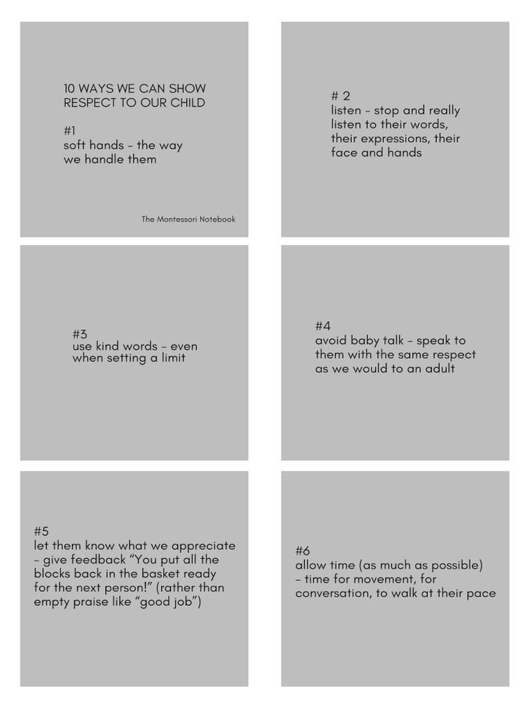 Montessori Respect Cards | PDF