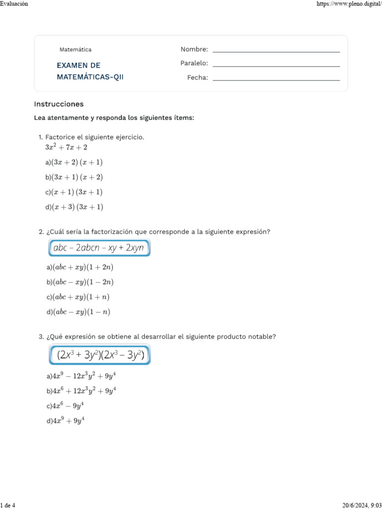 Trabajo de Refuerzo de Noveno | PDF | Matemáticas