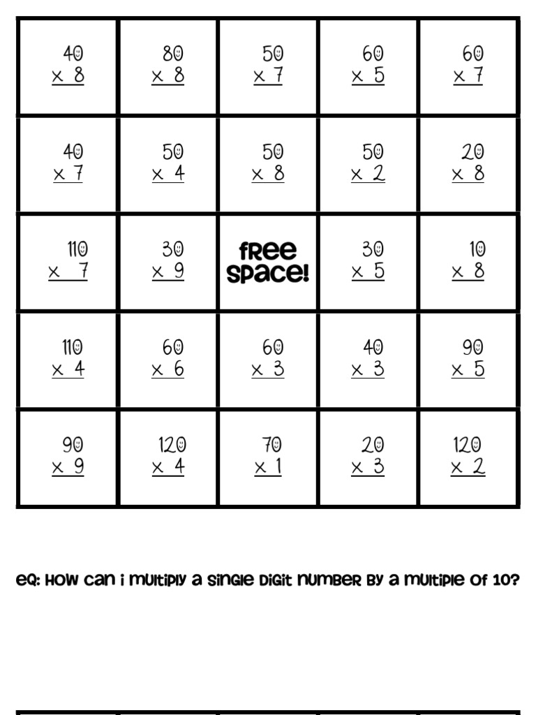 Multiples of 10 Bingo | PDF