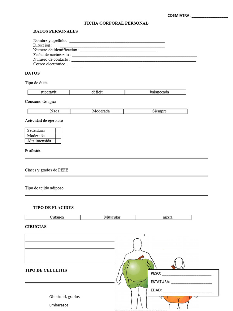 Ficha Corporal Personal Erika | PDF | Causas de la muerte | Enfermedades y trastornos