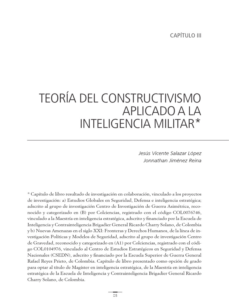Teoria Del Constructivismo Aplicado La Inteligencia Militar | PDF | Constructivismo (filosofía ...