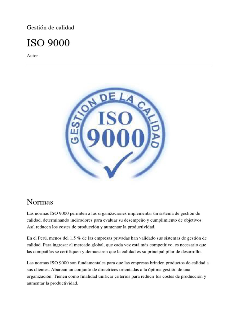 Iso 9000-9001 | PDF | Sistema de manejo de calidad | Calidad (comercial)